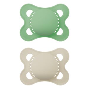 mam original matte baby pacifier, nipple shape helps promote healthy oral development, sterilizer case, 2 pack, 0-6 months, unisex,2 count (pack of 1)