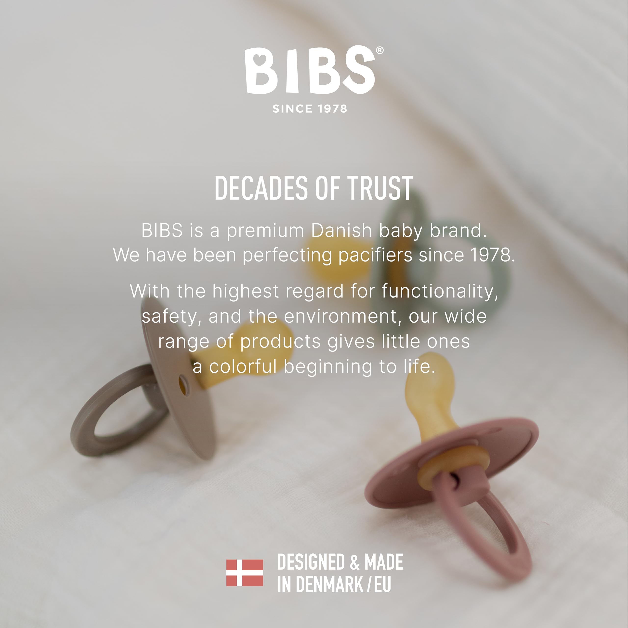 BIBS Pacifiers | Natural Rubber Baby Pacifier | Set of 2 BPA-Free Soothers | Made in Denmark | Sage/Ivory | Size 0-6 Months