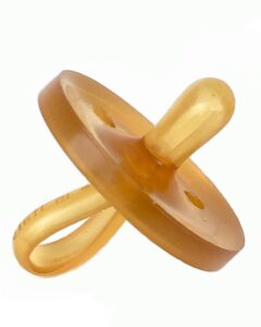 symmetrical - shorter nipple less gagging - small newborn - natural rubber pacifier - bpa-free - soft - handcrafted in italy