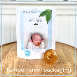 Symmetrical - Shorter Nipple Less Gagging - Small Newborn - Natural Rubber Pacifier - BPA-Free - Soft - Handcrafted in Italy