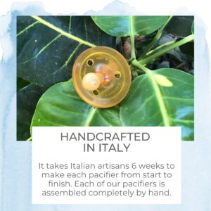 Symmetrical - Shorter Nipple Less Gagging - Small Newborn - Natural Rubber Pacifier - BPA-Free - Soft - Handcrafted in Italy