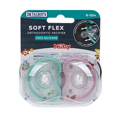 Dr. Talbot's Soft-Flex Orthodontic Pacifiers 6-12 Months, Pink/Aqua, Girl, 2 Count