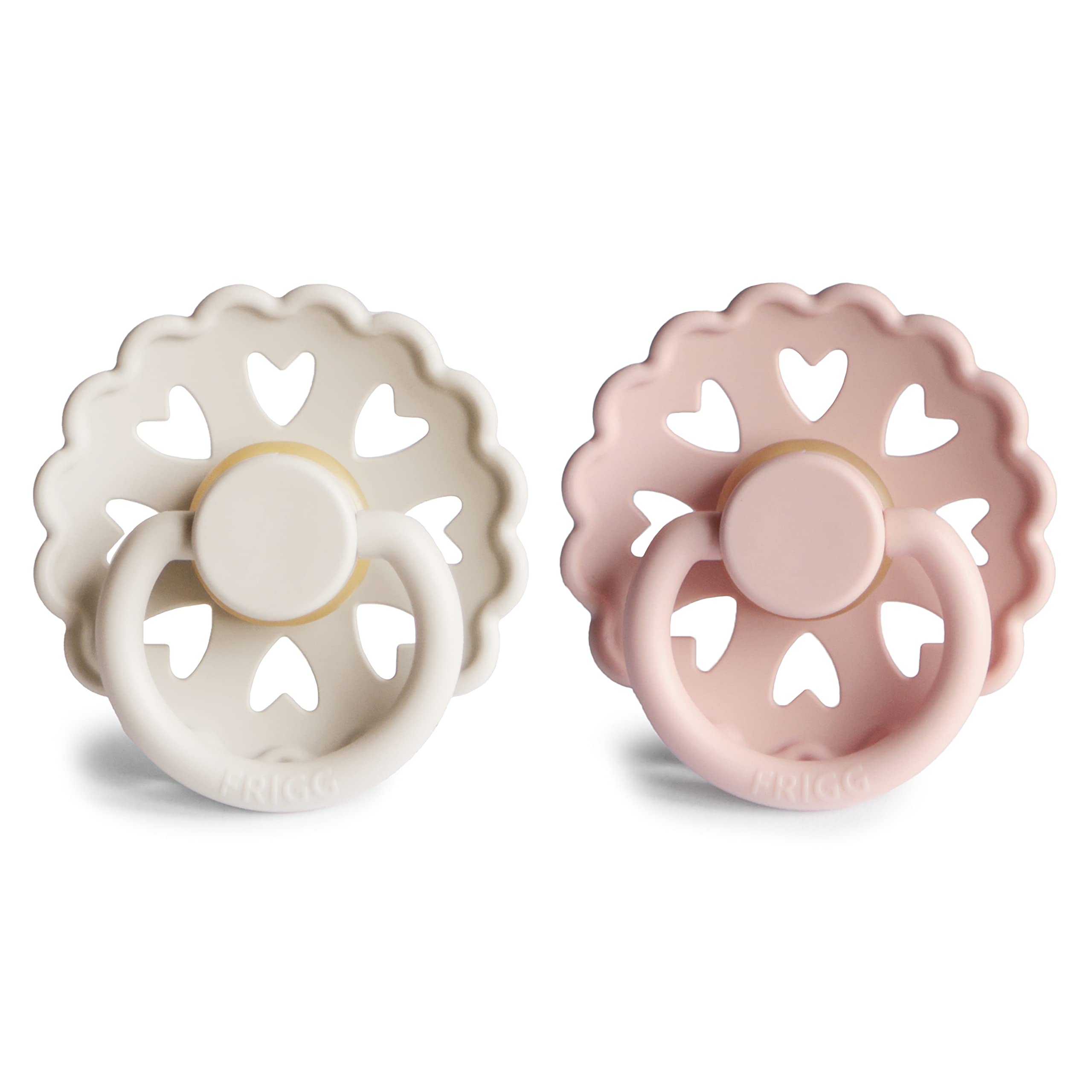 FRIGG Andersen Fairytale Natural Rubber Baby Pacifier | Made in Denmark | BPA-Free (Cream/Blush, 0-6 Months)