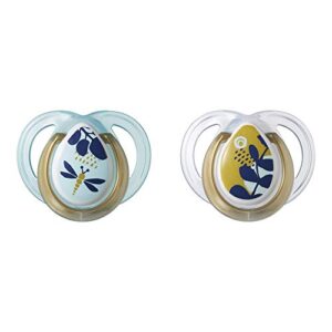 tommee tippee moda pacifiers, symmetrical design, bpa-free silicone binkies, 0-6m, 2-count