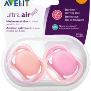 Philips AVENT Ultra Air Pacifier, 6-18 Months, Pink/Peach, 4 Pack, SCF245/42