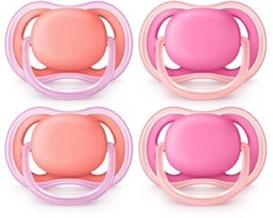 philips avent ultra air pacifier, 6-18 months, pink/peach, 4 pack, scf245/42