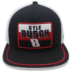 checkered flag sports 2023 kyle busch #8 patch hat nascar adjustable racing mesh baseball flat brim cap black