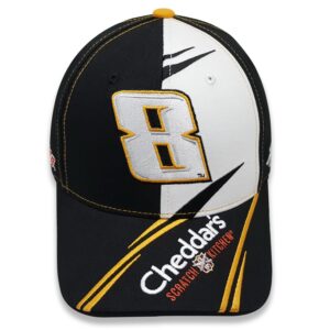 kyle busch cheddars #8 nascar 2023 element sponsor adjustable white and black hat