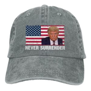 trump never surrenders mug shot mugshot august 24 2023 2024 hat vintage cap men women t shirt tee gray