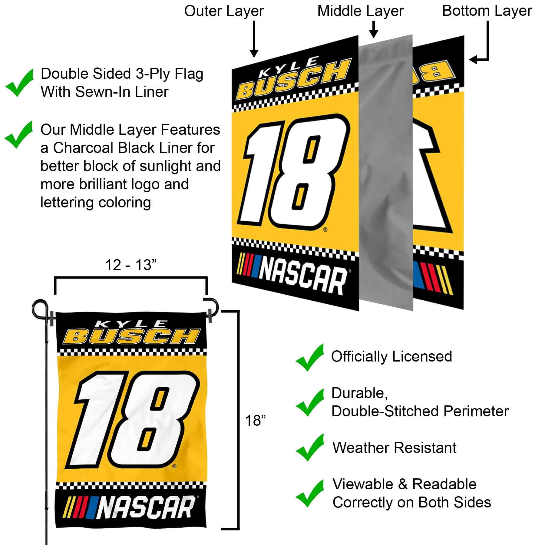 Kyle Busch Double Sided Garden Banner Flag