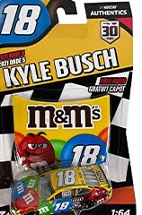 winners 2021 kyle busch mms 1/64 scale diecast authentics wave 5 with mini hood insert car measures 3''x1'' x1''