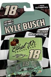 action racing 2021 authentics wave 12 kyle busch ethel 1:64 scale diecast with card insert... car measures 3'' long x 1 '' wide 1'' tall