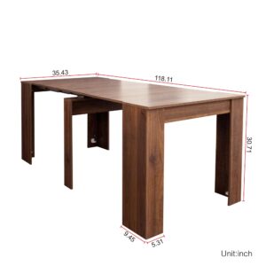 HomVent Expandable Dining Table for 6-12 Person, White Extendable Dining Room Table Wooden Kitchen Table Large Expandable Console Table Extendable from 20" to 118" Dining Table for Small Space