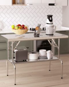 riedhoff stainless steel folding table, silver