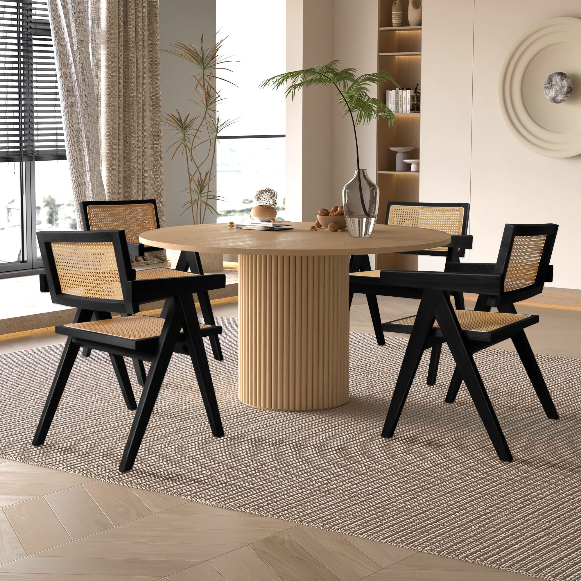 SIMTONAL Round Dining Table Wood Kitchen Table 40'' Circular Tabletop for Leisure Coffee Table, 40''L x 40''W x 29.9''H