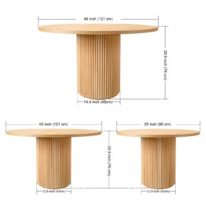 SIMTONAL Round Dining Table Wood Kitchen Table 40'' Circular Tabletop for Leisure Coffee Table, 40''L x 40''W x 29.9''H