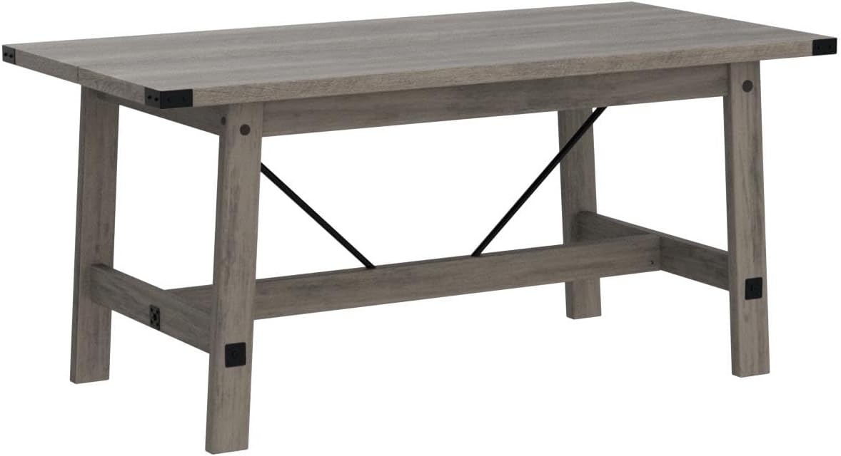 WAMPAT 4-6 Person Farmhouse Dining Table with Heavy Duty Wooden Legs, 67.7 Inch Rectangular Modern Wood Kitchen Table for Dining Room & Living Room, Rustic Grey