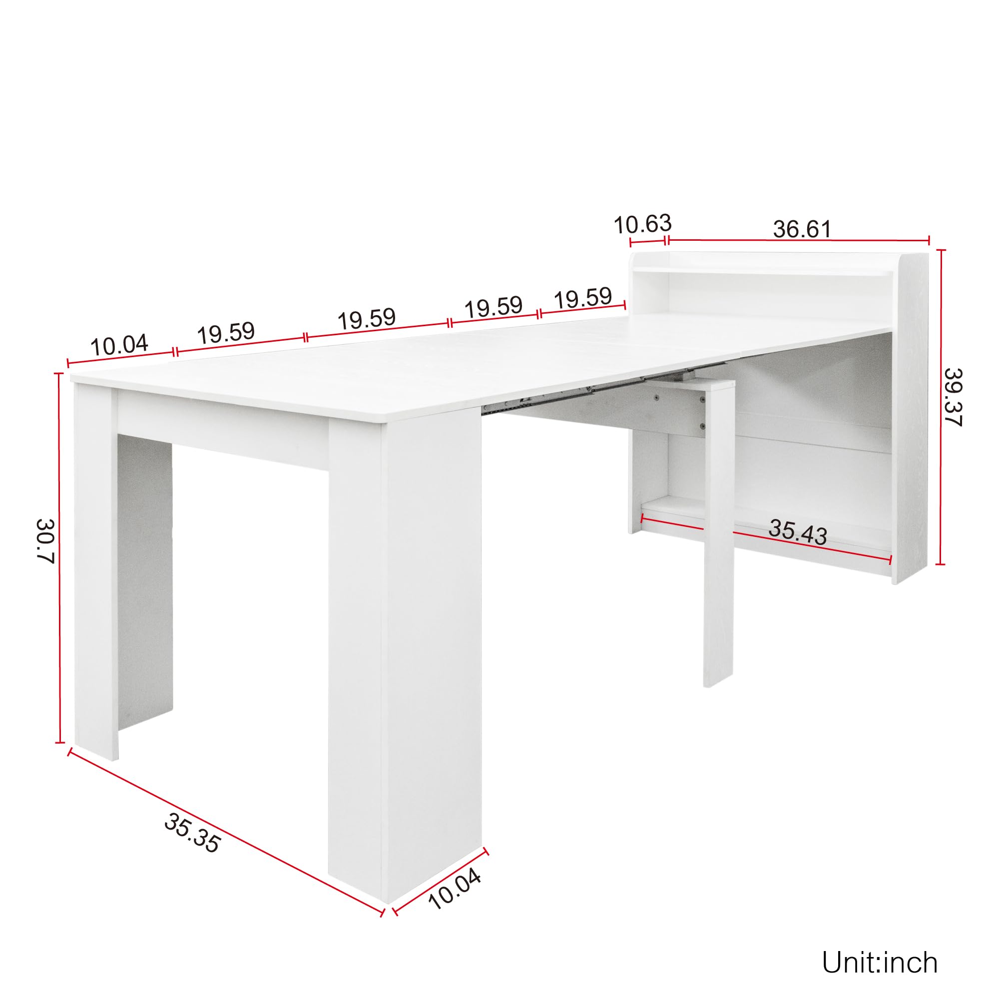 Expandable Dining Table for 8-12 Person, Extendable Dining Room Table with Sideboard Storage MDF Wooden Extendable Table as Kitchen Table Console Table Office Table Extendable from 20" to 98.43"