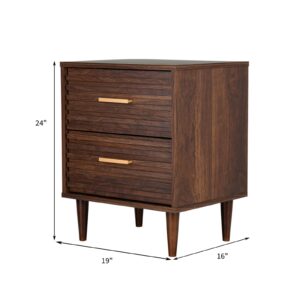 Nightstand Set of 2, Lumelay Mid-Century Modern Bedside Table with 2 Storage Drawers and Solid Wood Leg, Vintage Night Stand Wood Side Table Sofa End Table Accent Table Dresser for Bedroom, Livingroom