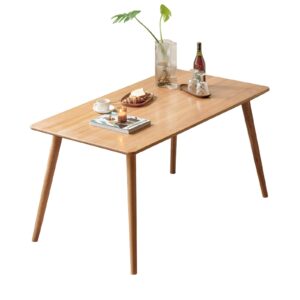 grewood 100% solid oak wood dining table - mid century modern dining table - wood dining table seats 4-6 people - wood table for kitchen, office (natural color, 63inch)