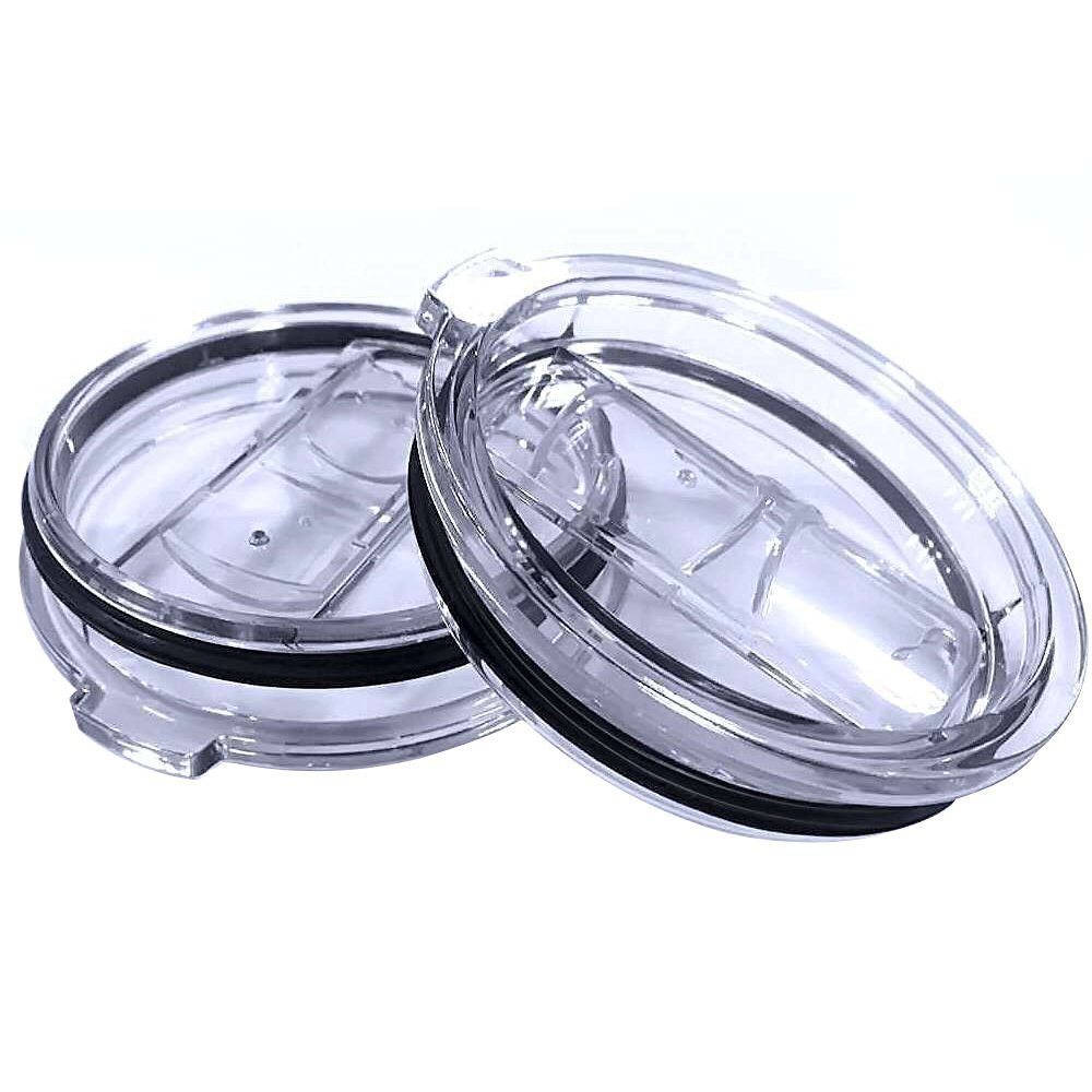 2 Replacement Lids for Stainless Steel Tumbler Travel Cup - Fits OF Inner diameter 3.7 to 3.74 INCH Yeti Rambler and others (Transparent) (30 OZ)