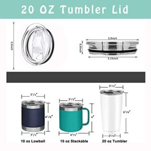 Compatible with Yeti Lids 20 oz Replacement Lid, 10 oz Lowball Lid, 10 oz Mug Lid, Ozark Trail Tumbler Lid and Other Replacement Lids for Tumblers. (20 oz 3 Pack)