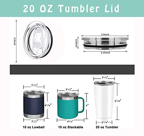 Compatible with Yeti Lids 20 oz Replacement Lid, 10 oz Lowball Lid, 10 oz Mug Lid, Ozark Trail Tumbler Lid and Other Replacement Lids for Tumblers. (20 oz 3 Pack)