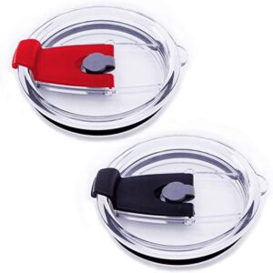 2 pcs tumbler replacement lids,spill-proof splash resistant straw-friendly cover,bpa free & straw friendly (20 oz,black&red)