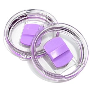 2pcs 30 ​oz magnetic tumbler lid - compatible with yeti rambler, ozark trail, old style rtic and more - magnetic slider switch spill proof tumbler cover (2pcs purple /20 oz)