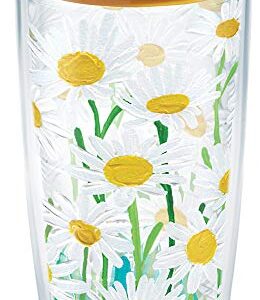 Tervis Painted White Daises Insulated Tumbler with Wrap and Lid, 16 oz - Tritan, Clear