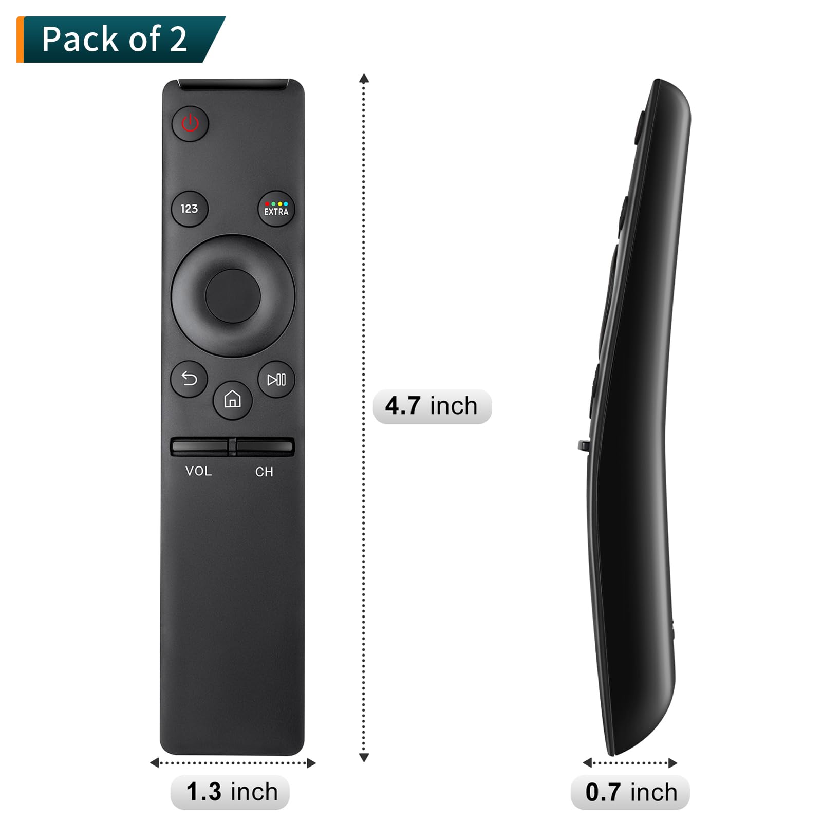 Universal Replacement for Samsung-TV-Remote Control,Compatible with All Samsung Smart Frame Curved QLED TVs 【Pack of 2】