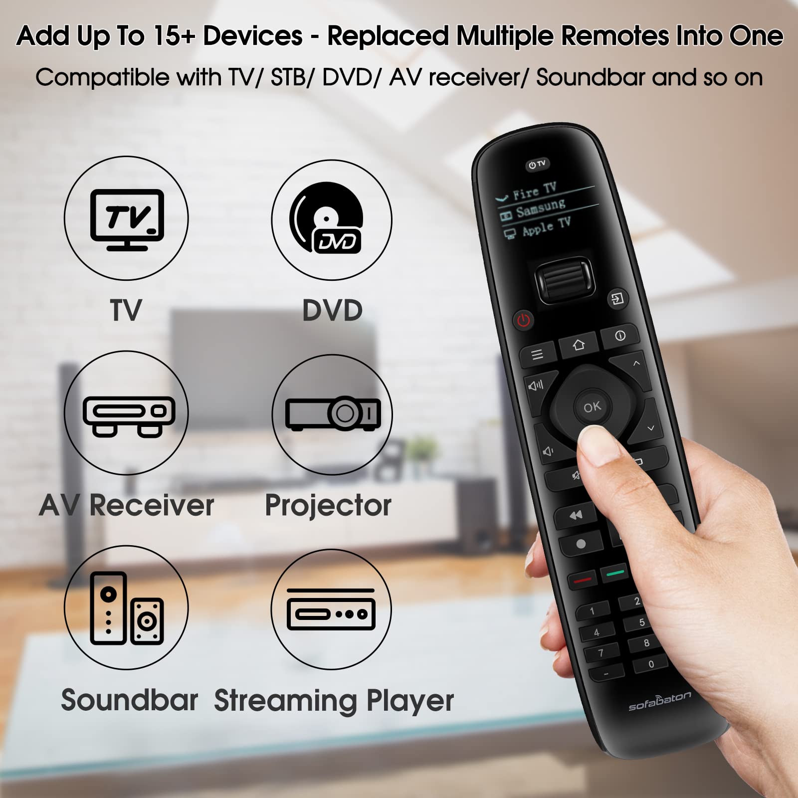 SofaBaton U2 Universal Remote with Customizable APP, All-in-one Smart Remote Control, Compatible with TV/Soundbar/Streaming Players and More