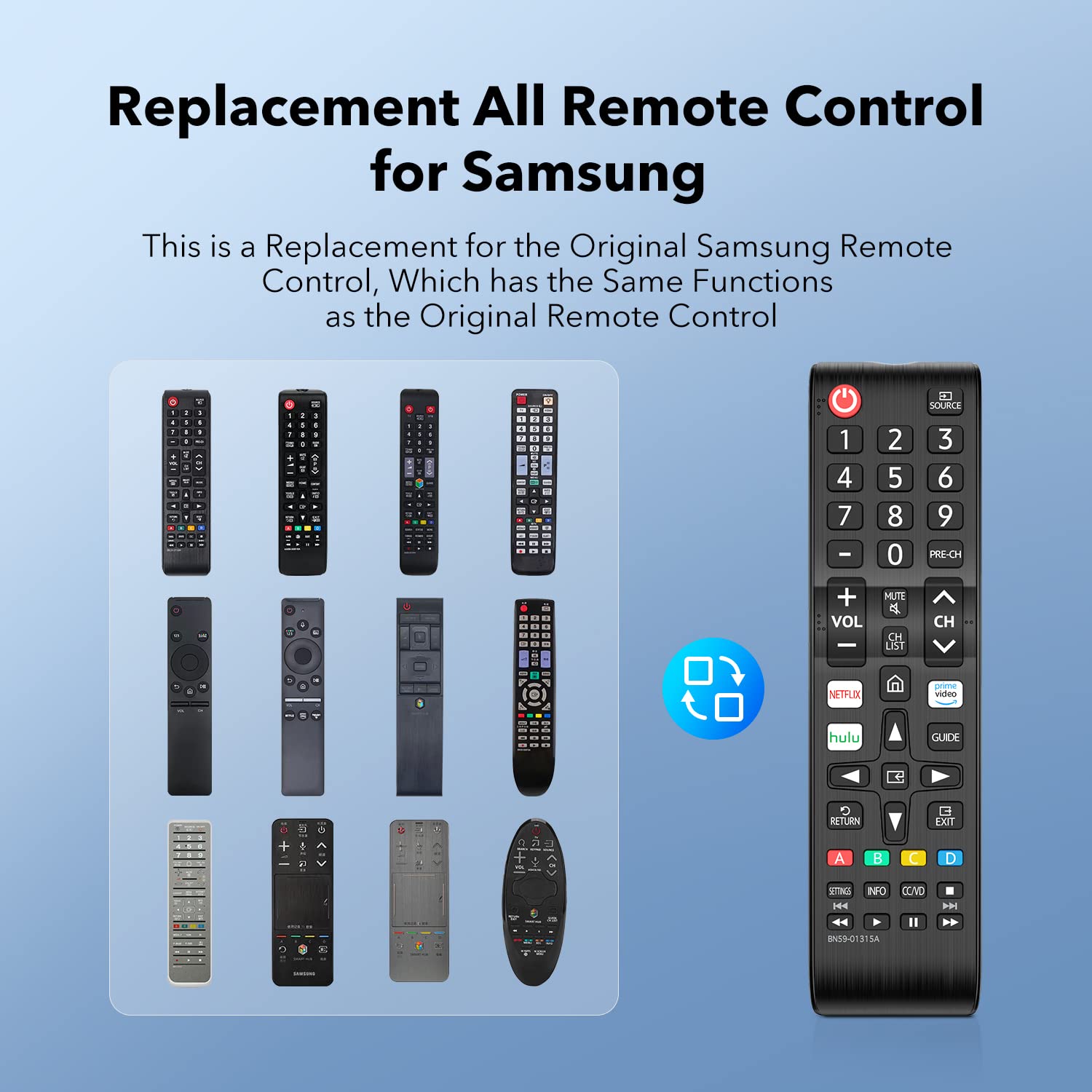 Newest Universal Remote Control for All Samsung TV Remote, Replacement Compatible for All Samsung Remote Control for Smart TV, LED, LCD, HDTV, 3D, Series TV