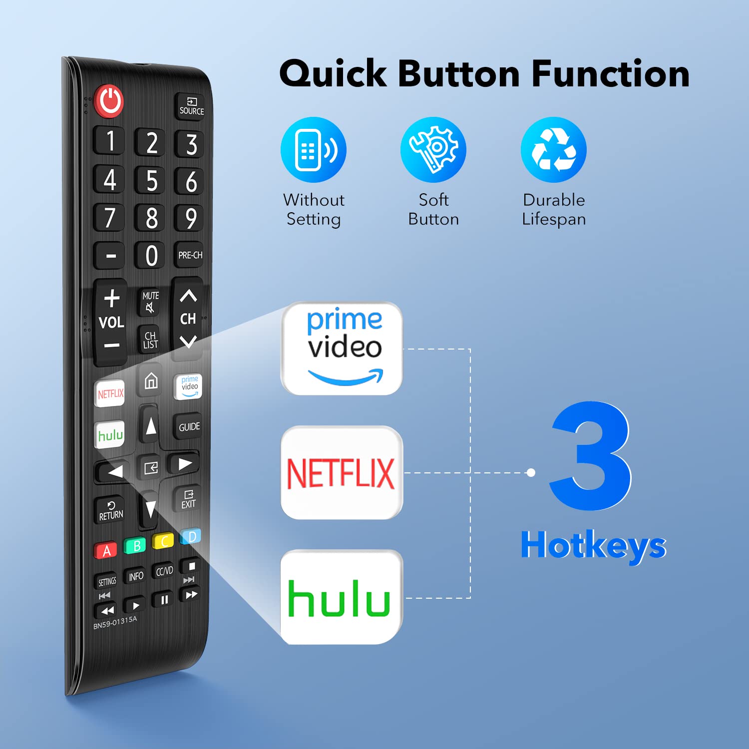 Newest Universal Remote Control for All Samsung TV Remote, Replacement Compatible for All Samsung Remote Control for Smart TV, LED, LCD, HDTV, 3D, Series TV