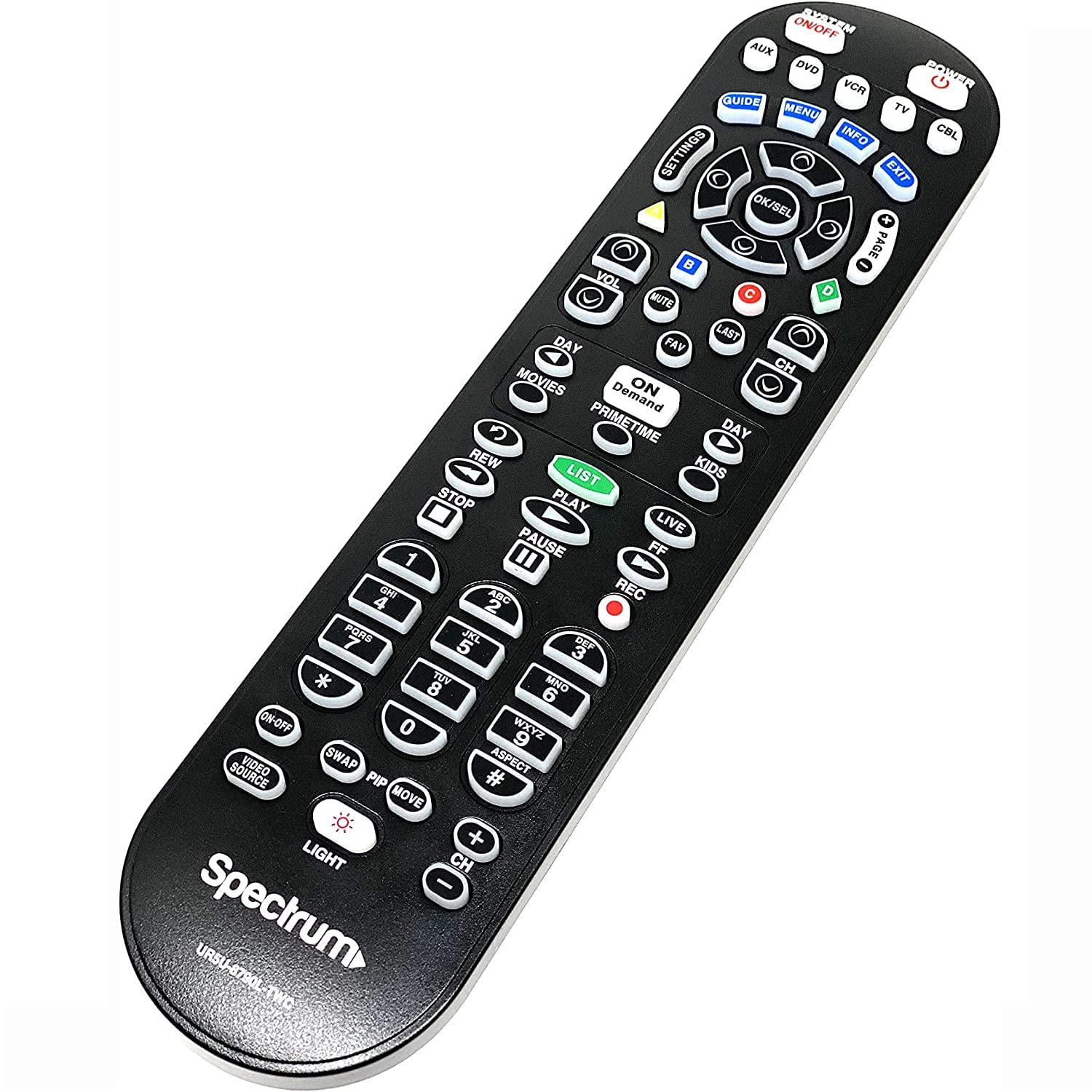 Charter Spectrum TV Remote Control TIME Warner CLIKR-5 UR5U-8780L New | Compatible with Time Warner, Brighthouse and Charter Cable Boxes | keypad backlighting red Illumination