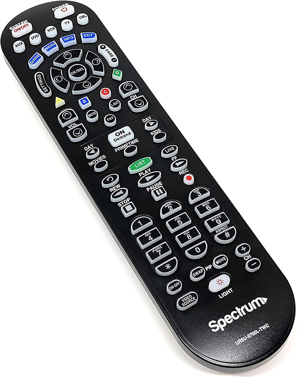 Charter Spectrum TV Remote Control TIME Warner CLIKR-5 UR5U-8780L New | Compatible with Time Warner, Brighthouse and Charter Cable Boxes | keypad backlighting red Illumination