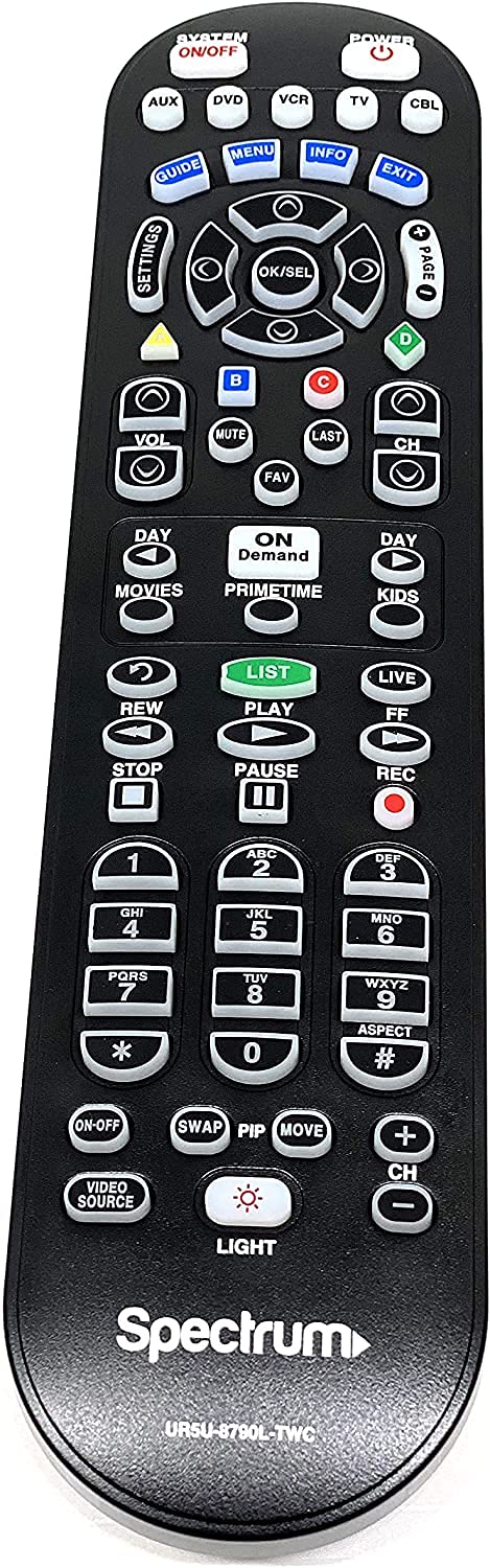 Charter Spectrum TV Remote Control TIME Warner CLIKR-5 UR5U-8780L New | Compatible with Time Warner, Brighthouse and Charter Cable Boxes | keypad backlighting red Illumination