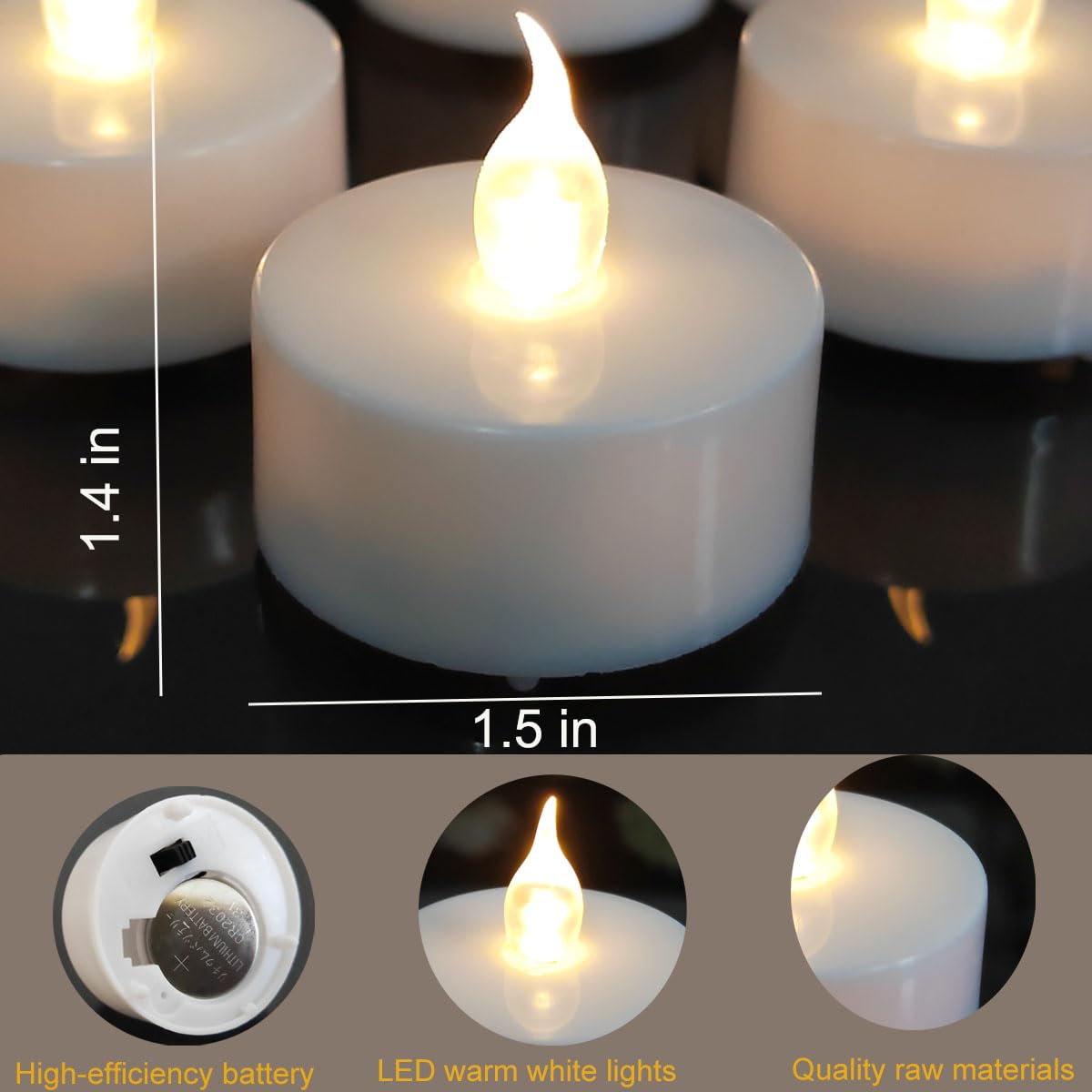 Jialine Flameless Led Tea Lights Candle with Remote Control,Long Lasting Battery Operated Led Tealight Candles with 2/4/6/8 H Timer for Seasonal &Festival Celebration (Warm White 12 Pack)