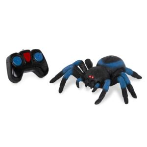 terra by battat – remote control spider for kids – rc tarantula with led eyes – realistic animal & moving legs – fast-moving & 360 spin – blue tarantula – 6 years +