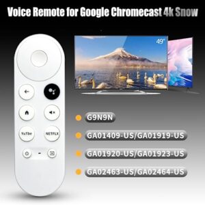 Replacement Voice Remote Control for Google Chromecast 4K Snow Snow Streaming Media Player G9N9N GA01409-US GA01919-US GA01920-US GA01923-US (Remote Control Only)