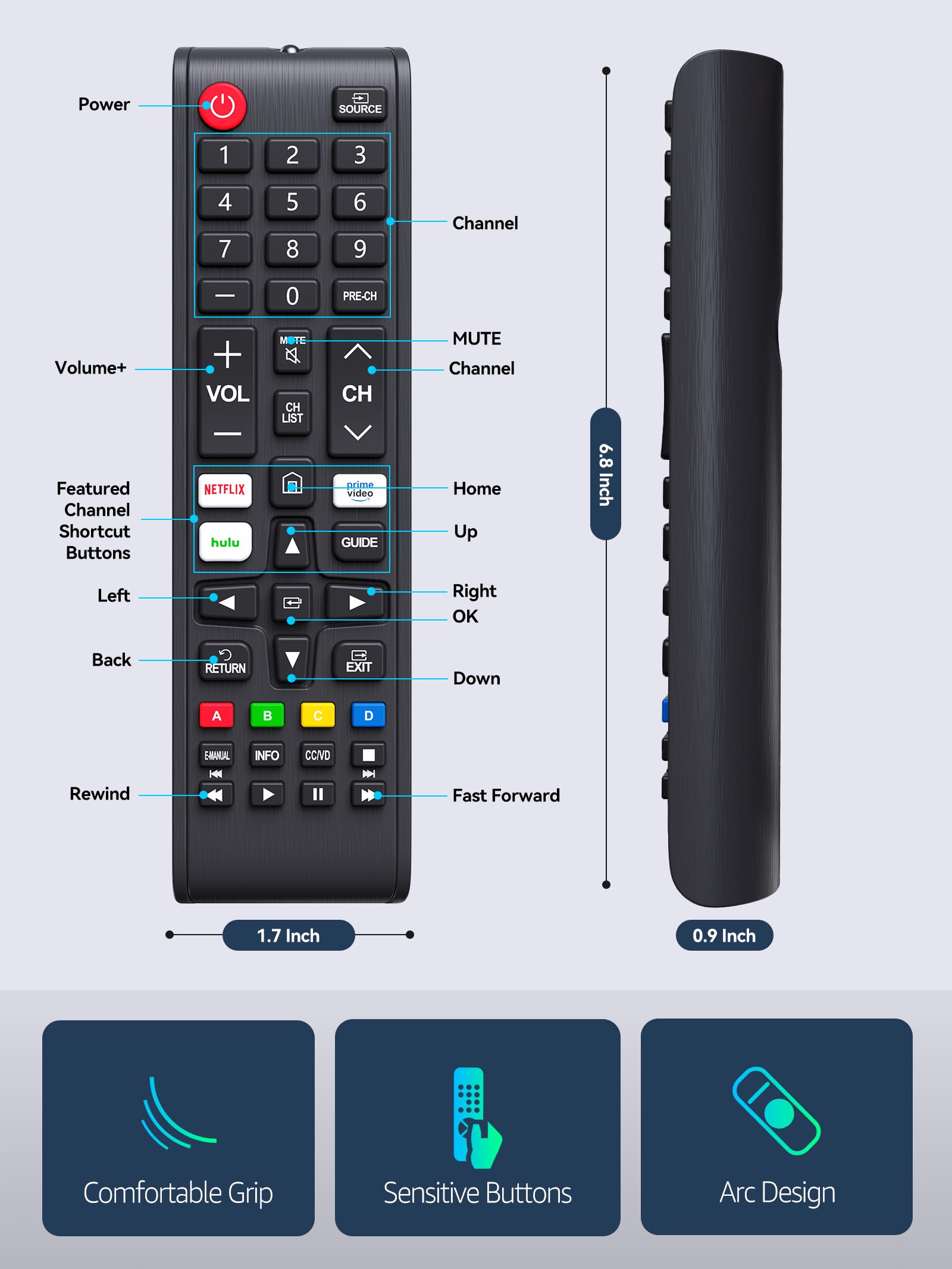 【One Remote One Cover】 Universal Remote for All Samsung TV Remote with Silicone Remote Cover, Replacement for All Samsung Smart TV, LED, LCD, HDTV, 3D, Series TV BN59-01315J BN59-01315A