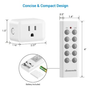 DEWENWILS Wireless Remote Control Outlet, Programmable and Expandable Electrical Outlet Switch, 100FT Range, 125V/15A/1875W Wireless Remote Light Switch, FCC Listed, 2 Remote and 5 Outlets