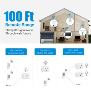 DEWENWILS Wireless Remote Control Outlet, Programmable and Expandable Electrical Outlet Switch, 100FT Range, 125V/15A/1875W Wireless Remote Light Switch, FCC Listed, 2 Remote and 5 Outlets