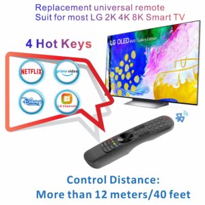 Replacement LG Magic Remote. w/Voice Control and Pointer. Compatible with LG TV Models Made from 2022 to 2016. Replaced LG Remote MR22GN GA/21/19/18 MR650 AKB75855501. w/1 Year Warranty.