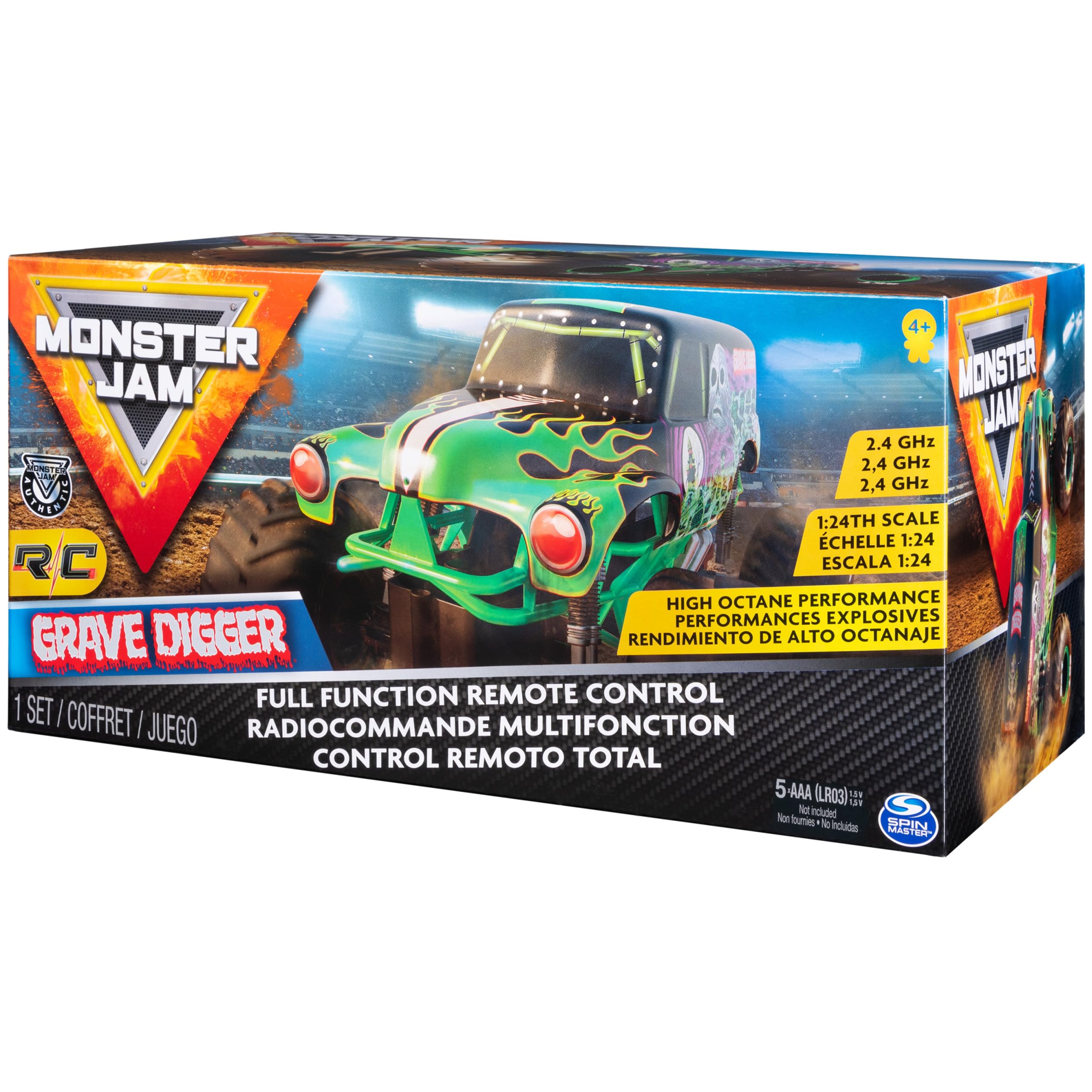 Monster Jam, Official Grave Digger Remote Control Monster Truck, 1:24 Scale, 2.4 GHz, Kids Toys for Boys and Girls Ages 4 and up