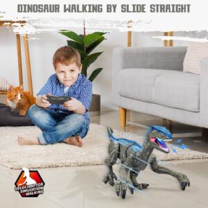 CUKU Remote Control Dinosaur for Kids,2.4G Electronic RC Toys Velociraptor with 3D Eye Shaking Head &Roaring Sounds,Indoor Toys for 5 6 7 8 Year Old Gifts