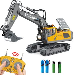 dwi dowellin remote control excavator toys for boys,construction rc excavators for kids age 4-7 8 9 10 year old,ideal toys,batteries included(yellow)