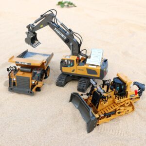 Dwi Dowellin Remote Control Excavator Toys for Boys,Construction Rc Excavators for Kids Age 4-7 8 9 10 Year Old,Ideal Toys,Batteries Included(Yellow)