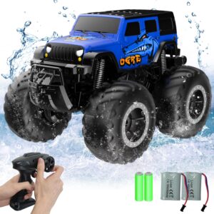 stemtron amphibious remote control car toys for boys 2.4ghz 1:16 all terrain off-road rc car waterproof rc monster truck kids pool toys remote control boat gifts for kids boys