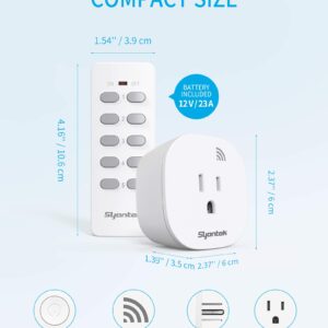 Syantek Remote Control Outlet Wireless Light Switch for Household Appliances, Expandable Remote Light Switch Kit, Up to 100 ft Range, FCC Certified, ETL Listed, White (5 Outlets + 2 Remotes)